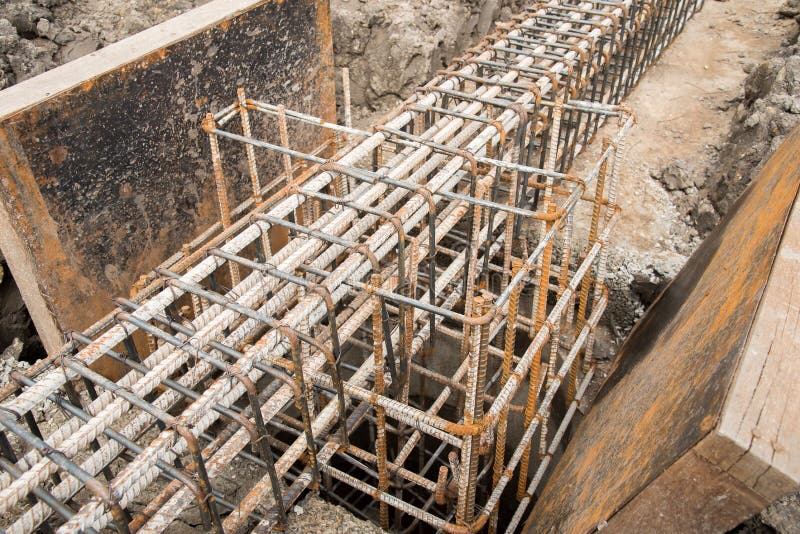 Reinforcing Steel Bars for Building. Stock Photo - Image of ground ...