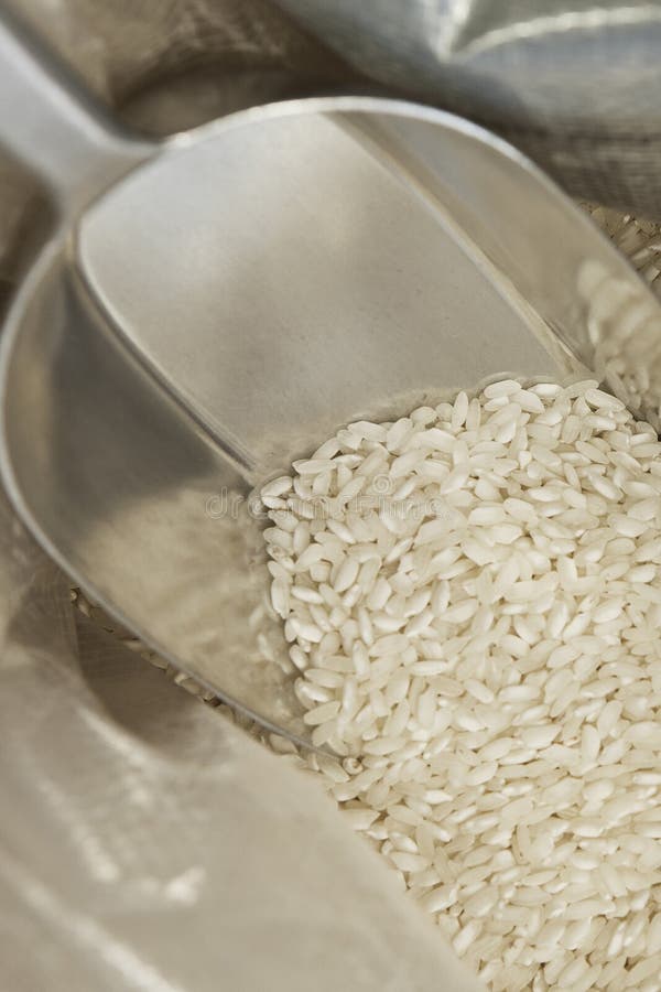 Reis in einem Sack stockbild. Bild von reis, kalorien - 24895263