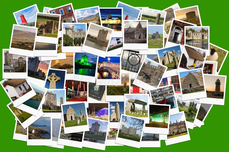 Reise in Irland Collage Gemacht Von Den Polaroiden Stockfoto - Bild von ...