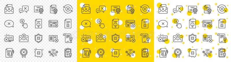Reject or Cancel Line Icons. Set of Decline, Cancellation and Dislike ...