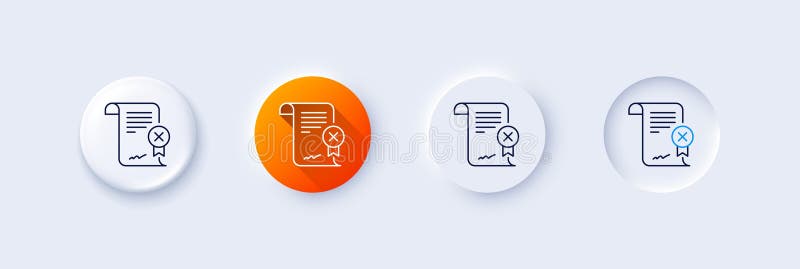 Reject Certificate Line Icon. Decline Document Sign. Line Icons. Vector ...