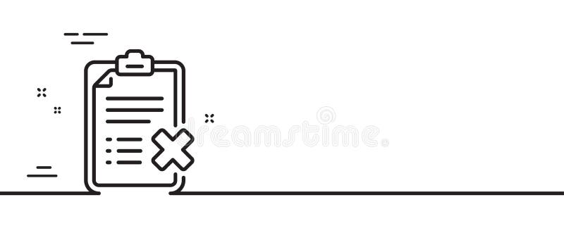 Reject Checklist Line Icon. Decline Document Sign. Minimal Line Pattern ...
