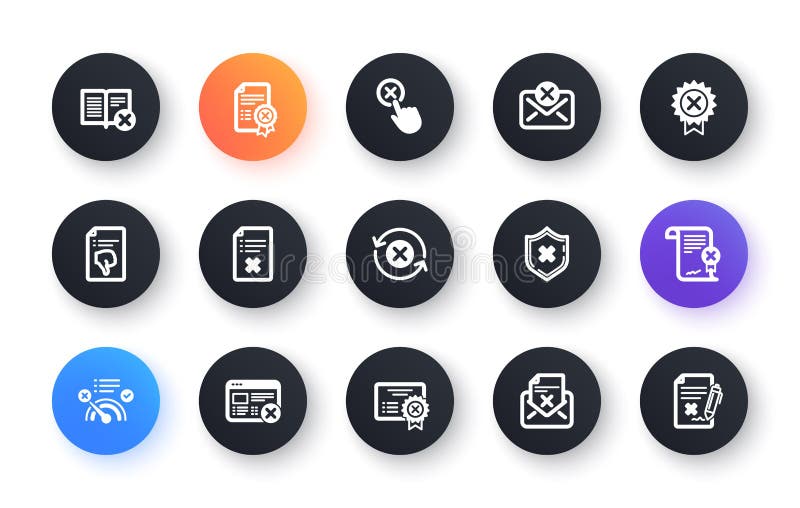 Reject Icons. Decline, Cancel and Dislike. Classic Icon Set. Vector ...