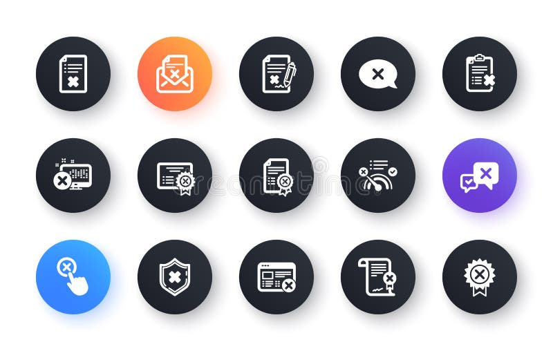 Reject Icons. Decline, Cancel and Dislike. Classic Icon Set. Vector ...