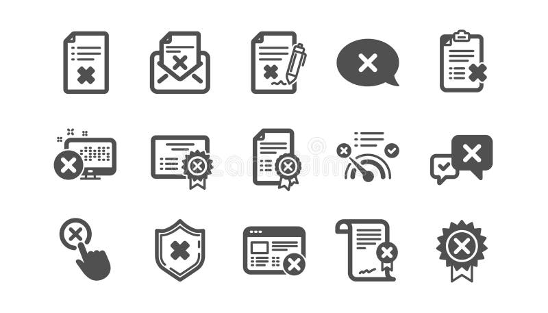 Reject Icons. Decline, Cancel and Dislike. Classic Icon Set. Vector ...
