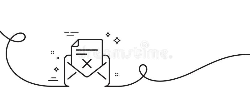 Reject Letter Line Icon. Delete Mail Sign. Continuous Line with Curl ...