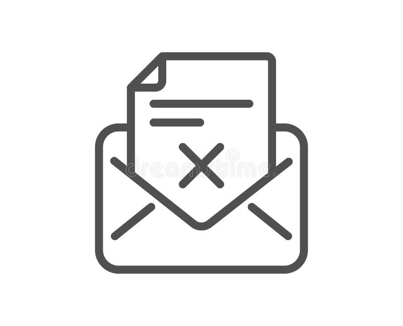 Reject Letter Line Icon. Delete Mail Sign. Vector Stock Vector ...