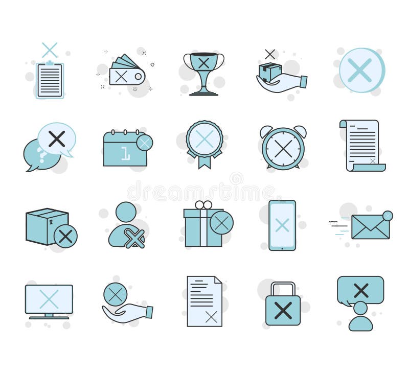 Reject line icons. stock vector. Illustration of document - 169839199