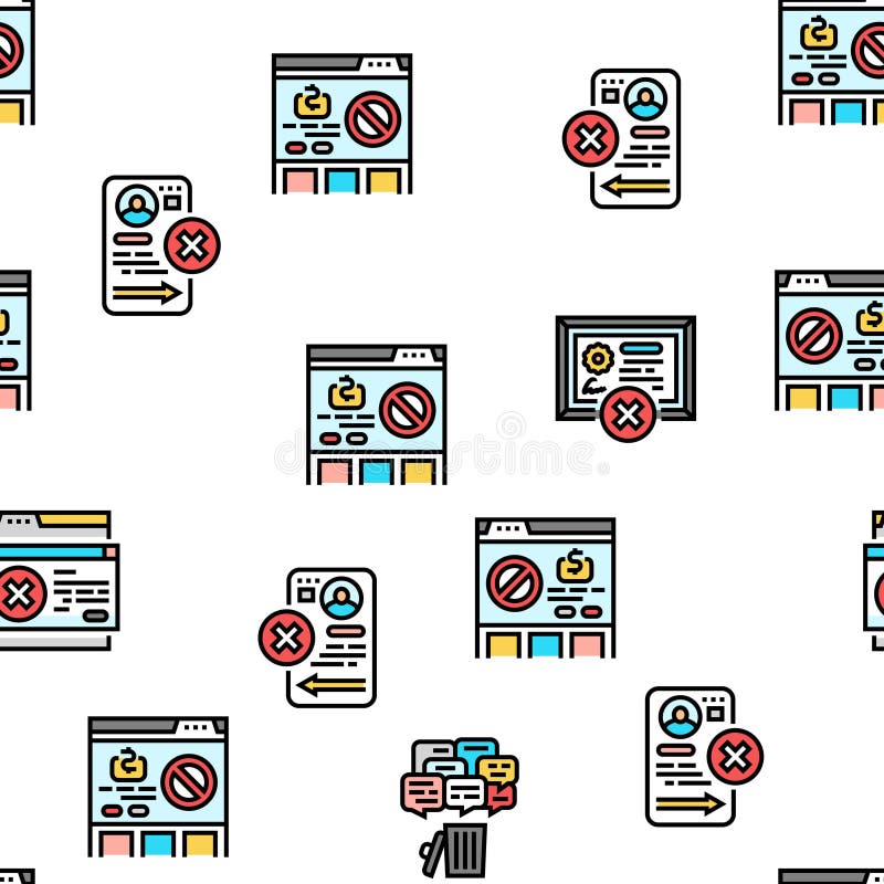 Reject Man Stop Stamp Cancel Vector Seamless Pattern Stock Vector ...