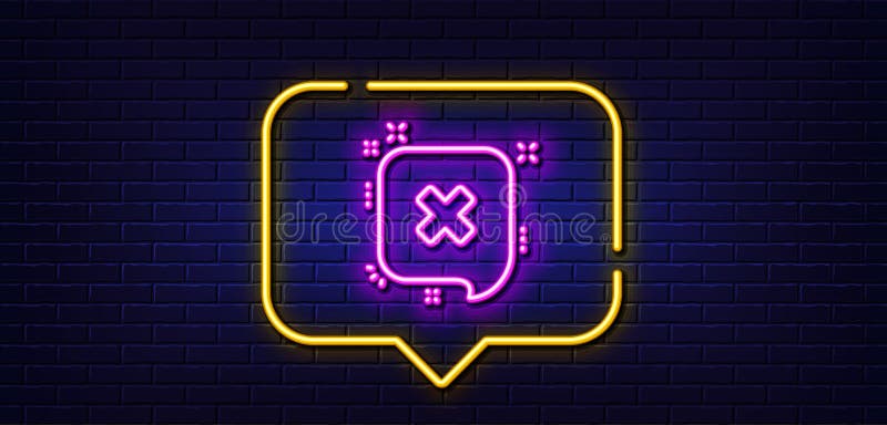 Reject Message Line Icon. Decline Chat Sign. Neon Light Speech Bubble ...