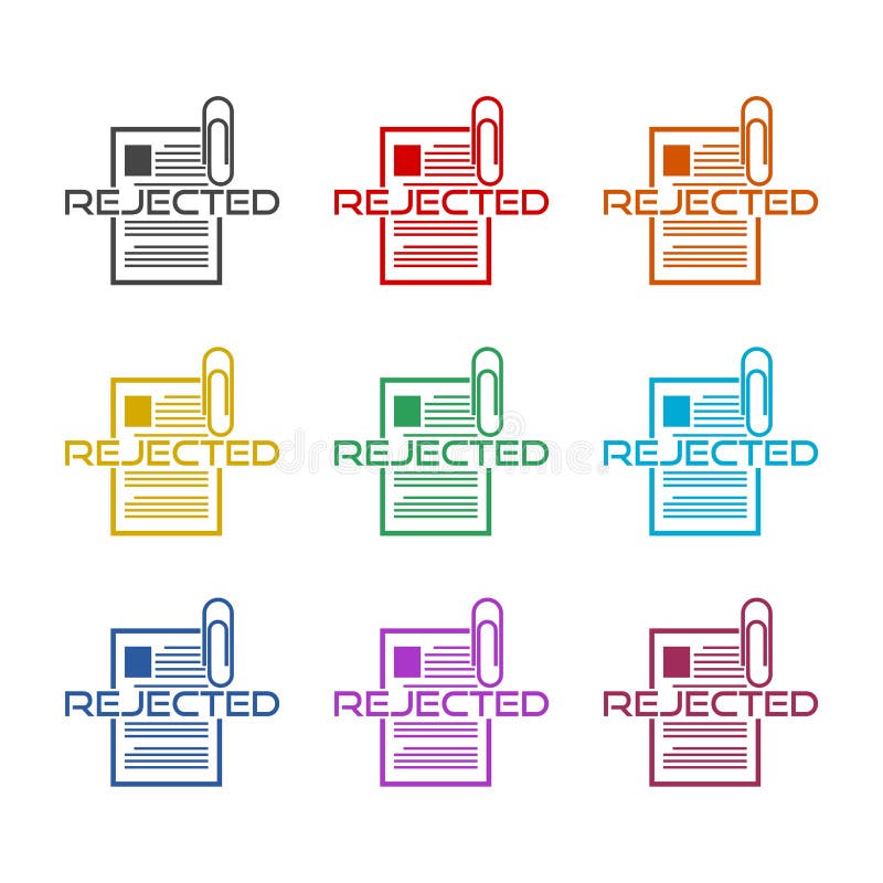 Rejected Application Color Icon Set Isolated on White Background Stock ...