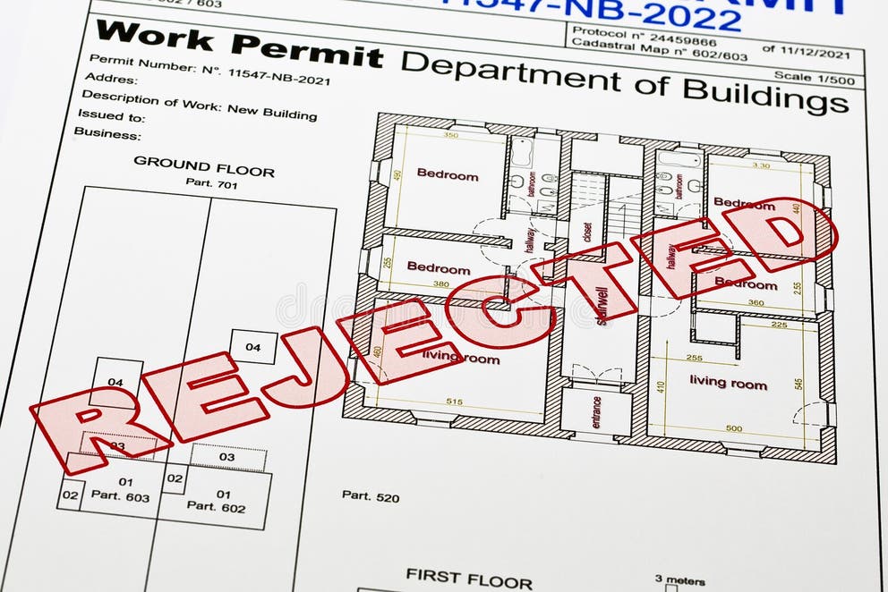 Rejected Buildings Permit Concept Illustration with Refusing ...