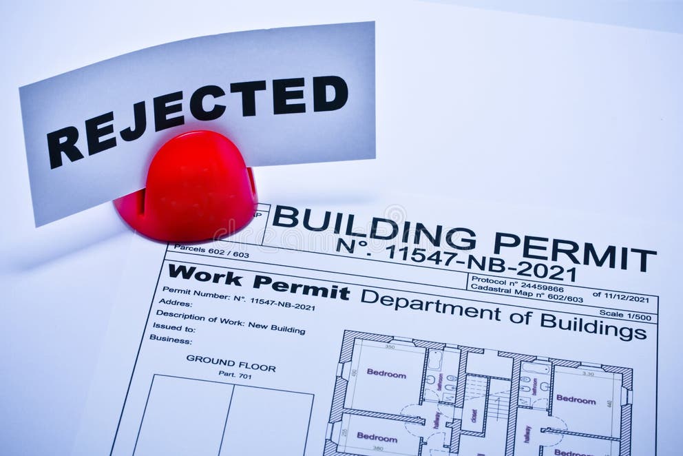 Rejected Buildings Permit Concept Illustration with Refusing ...