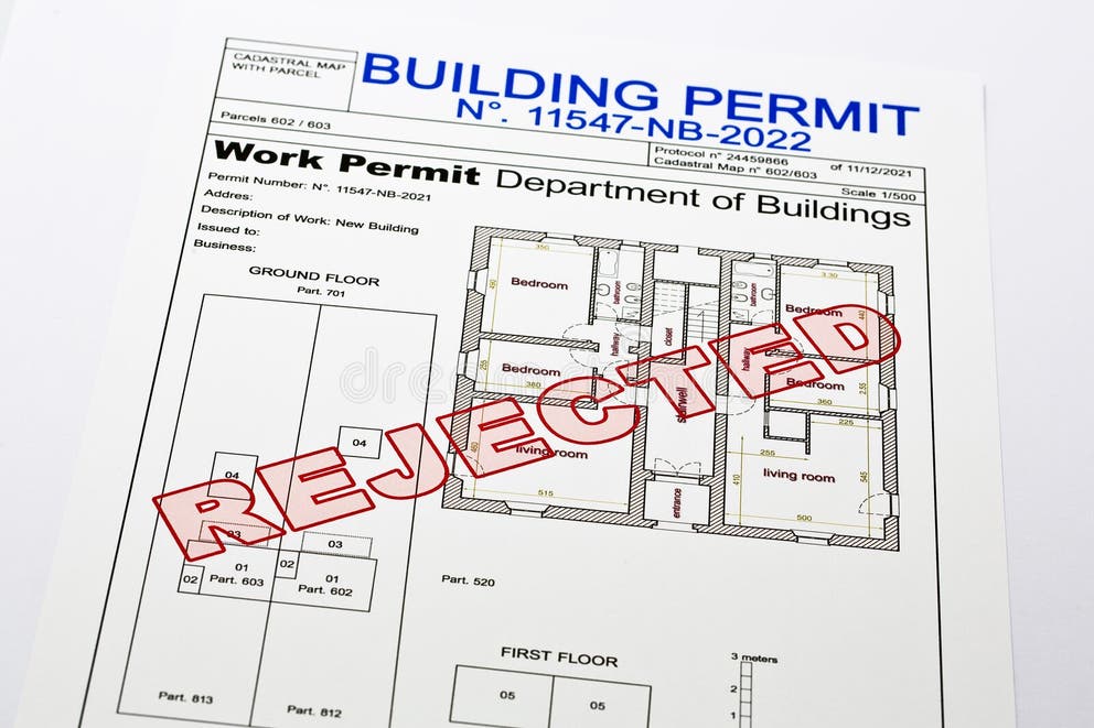 Rejected Buildings Permit Concept Illustration with Refusing ...