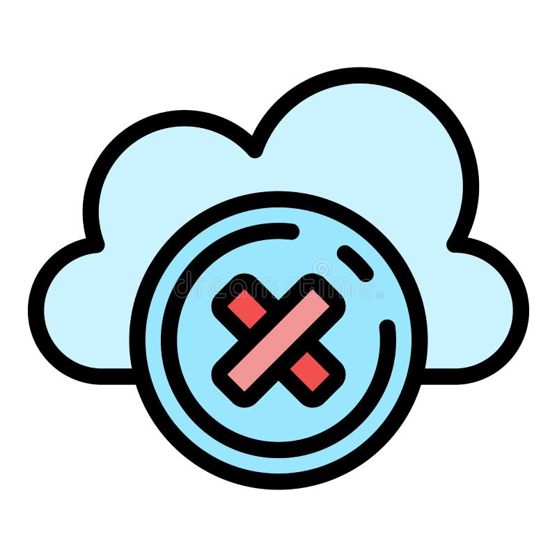 Rejected Data Cloud Icon Color Outline Vector Stock Vector ...