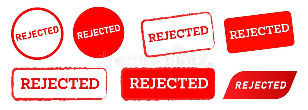 Rejected Red Circle and Square Stamp Label Sign Refuse Fail Wrong ...