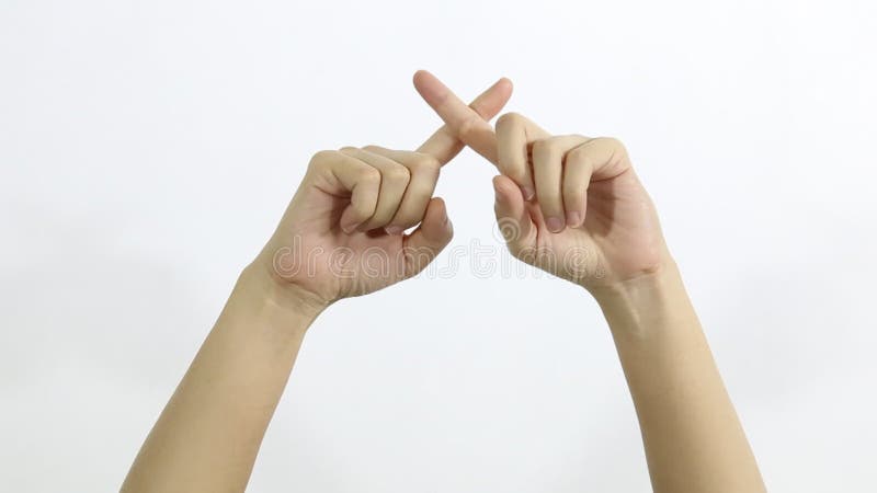 Rejection Expression Crossing Fingers Doing Negative Sign Stock Footage ...
