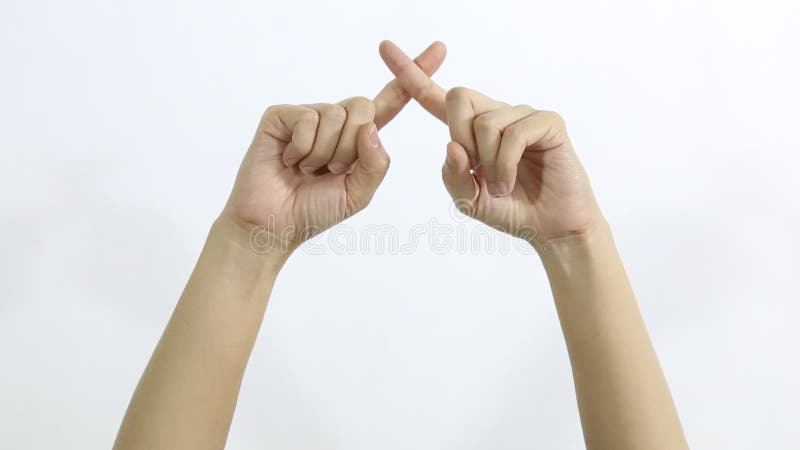 Rejection Expression Crossing Fingers Doing Negative Sign Stock Video ...