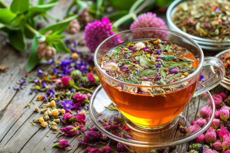 Rejuvenating Aromatic Herbal Tea. Generate Ai Stock Image - Image of ...