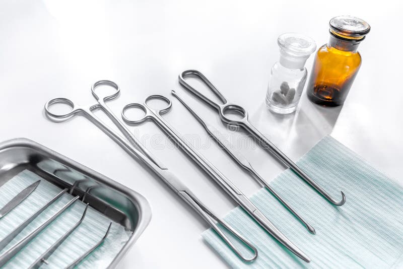 Rejuvenation by Plastic Surgery: Medical Instruments on White Table ...