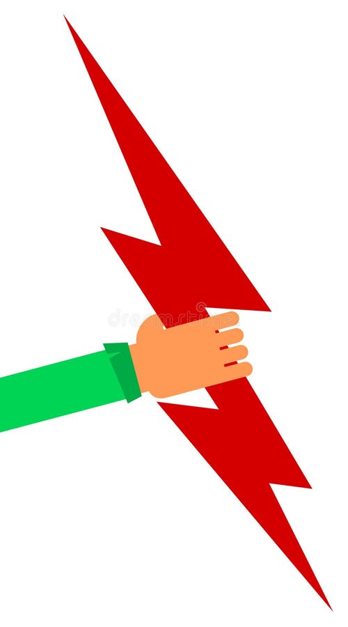 Relámpago de la mano stock de ilustración. Ilustración de historieta ...