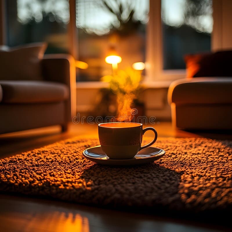 Rela Warm Light Tea Cup Home Interior Living Room Stock Illustration ...