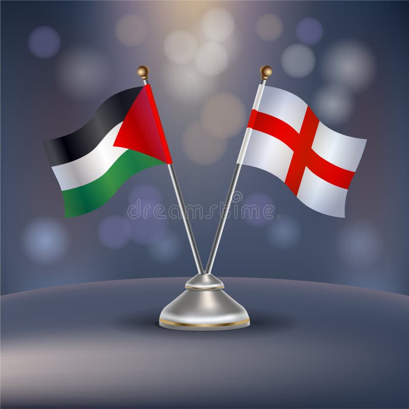 Relation Drapeau Palestine/angleterre Dans Un Stand Sur Une Table ...
