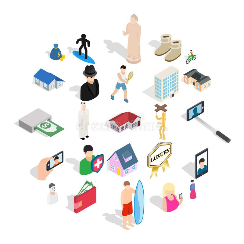 People Relation Icons Set, Flat Style Stock Vector - Illustration of ...