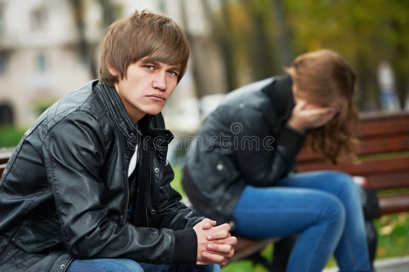 Disloyal Man with His Girlfriend Looking at Another Girl Stock Image ...