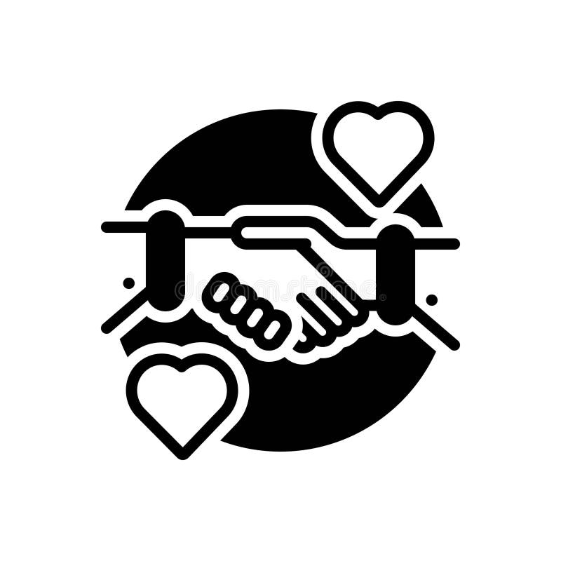 Black Solid Icon for Relationship, Connection and Handshake Stock ...