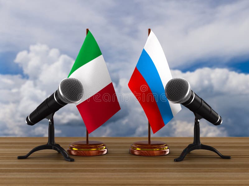 Relationship between Italy and Russia. 3D Illustration Stock ...