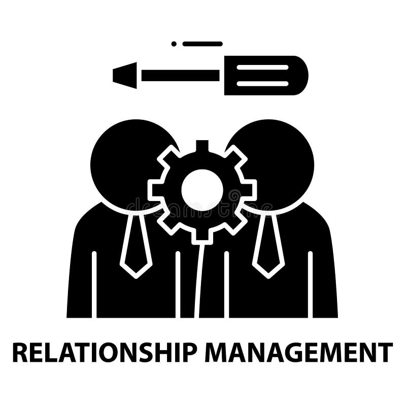 Relationship Management Icon, Black Vector Sign with Editable Strokes ...