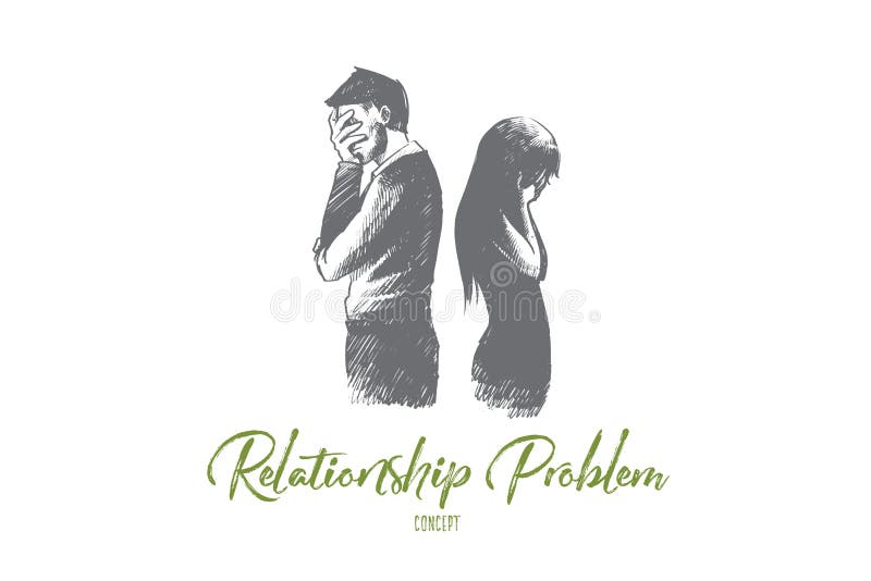 Relationship Problem Concept. Hand Drawn Isolated Vector. Stock Vector ...