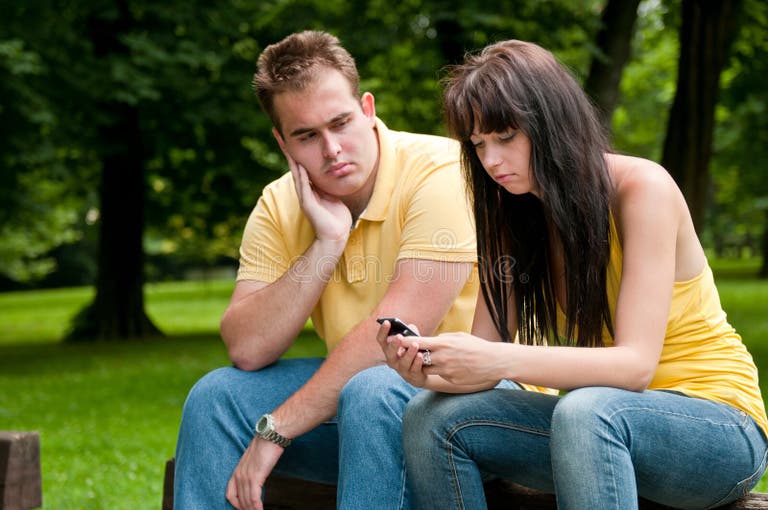 Relationship Problems - Couple in Park Stock Image - Image of person ...