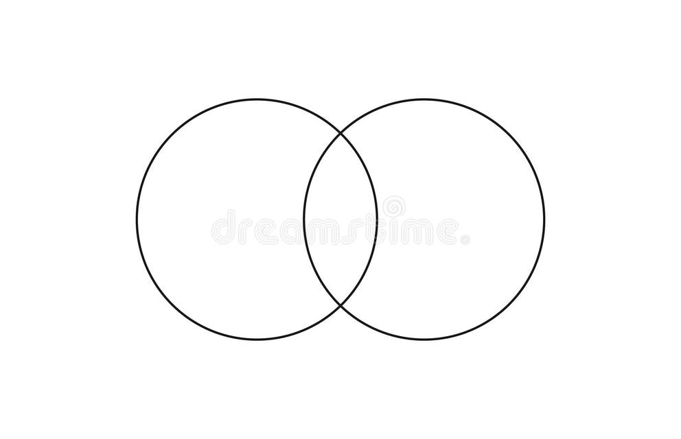 Relationship Venn Diagram with Two Intersecting Circles. Two Opposite ...