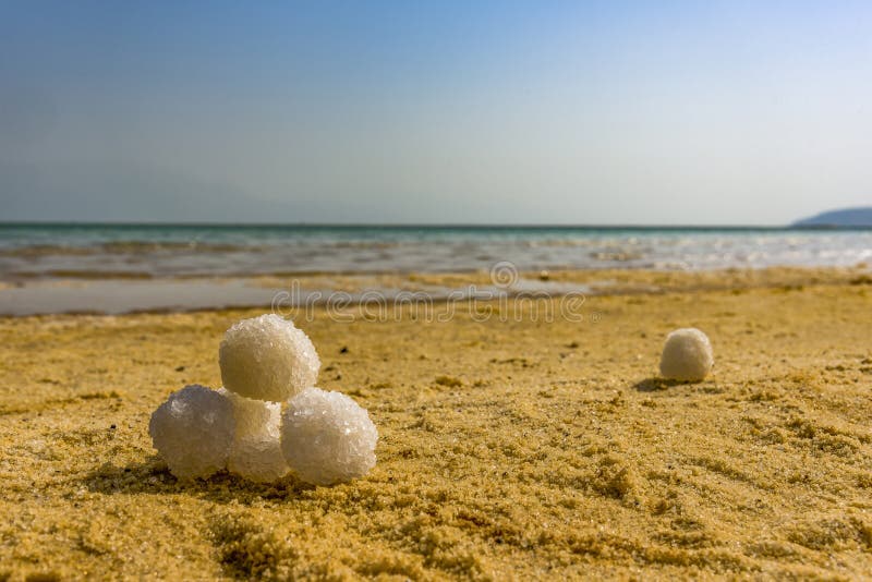 Relax Balls of Salt on the Sand. Sky Horizon. Sea Stock Image - Image ...