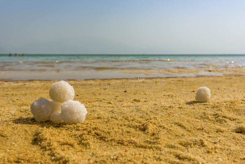 Relax Balls of Salt on the Sand. Sky Horizon. Sea Stock Image - Image ...