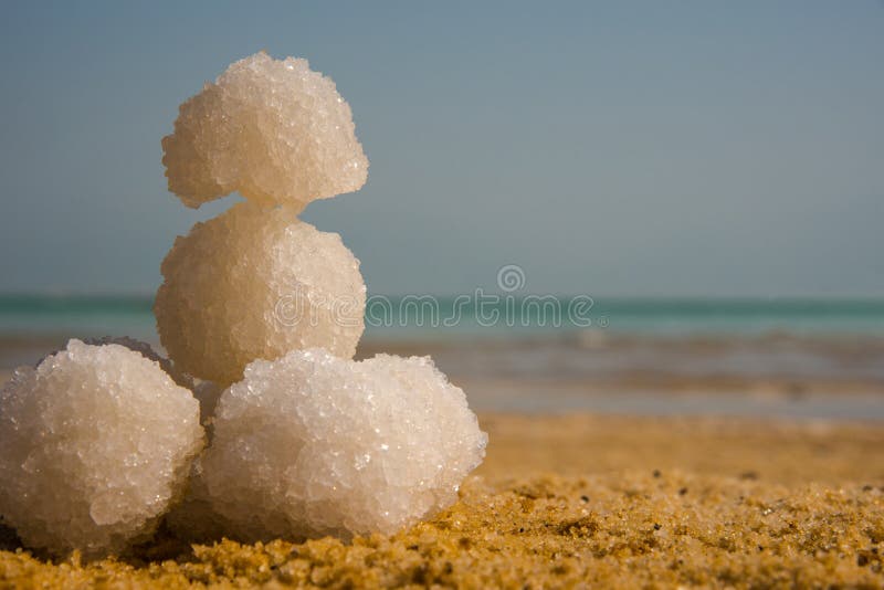 Relax Balls of Salt on the Sand. Sky Horizon. Sea Stock Image - Image ...