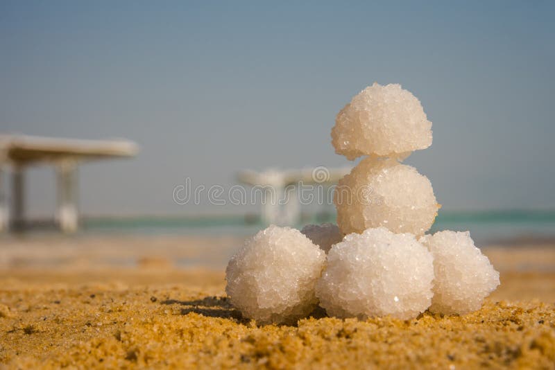 Relax Balls of Salt on the Sand. Sky Horizon. Sea Stock Image - Image ...