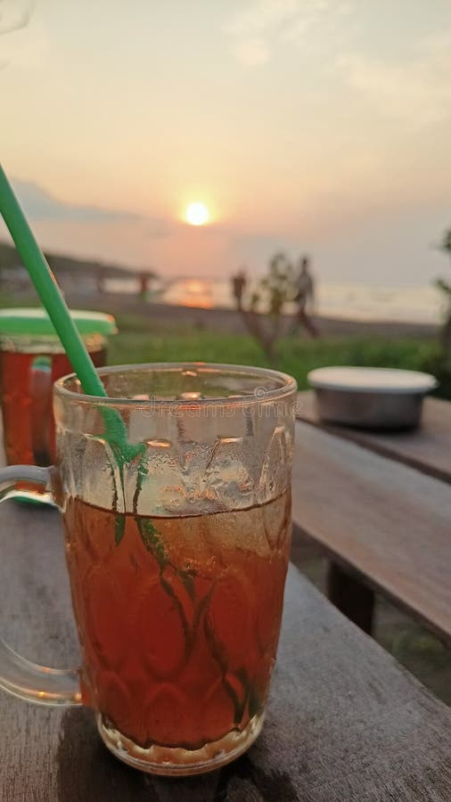 Relax on the Beach with Good Drinks and Food Stock Photo - Image of ...