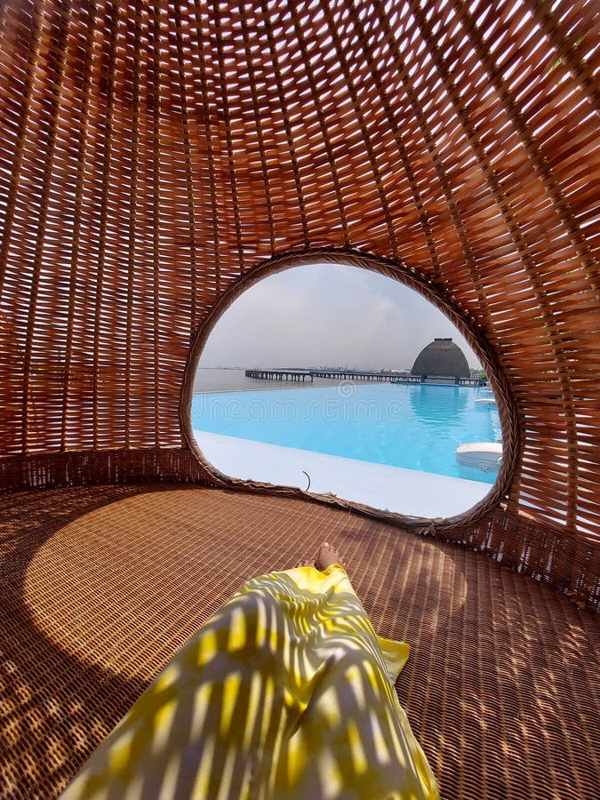 Relax in Beachside Rattan Hut Stock Photo - Image of rattan, beach ...