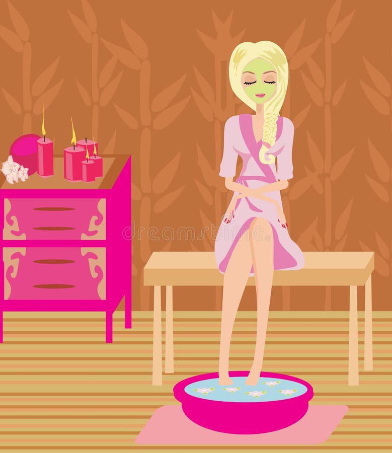 Relax in the beauty salon stock vector. Illustration of character ...