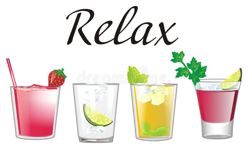 Relax with cocktails stock illustration. Illustration of berry - 93778361