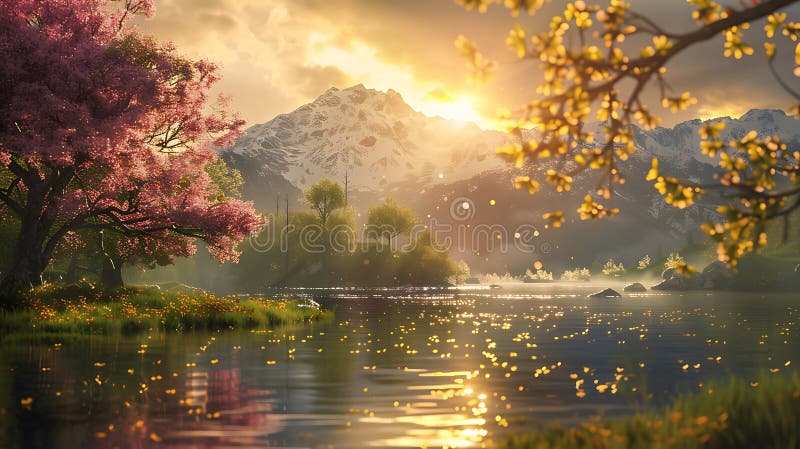 Relax Comfortable Emotion in Spring Atmosphere Stock Illustration ...