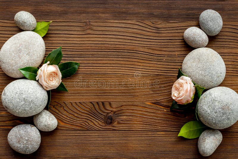 Relax Composition with Spa Stones and Pink Roses Stock Image - Image of ...