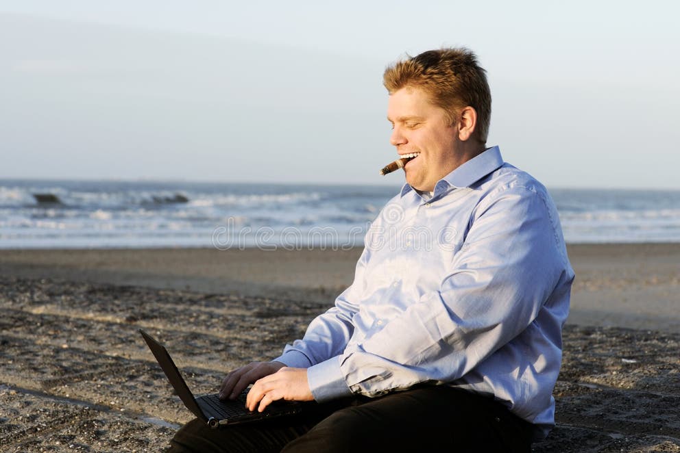 Relax with computer stock image. Image of water, work - 12726749