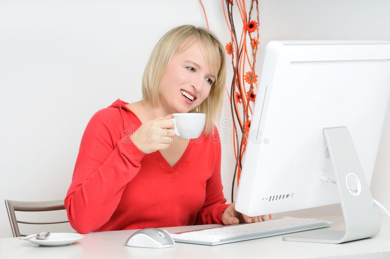 Relax with computer stock photo. Image of leisure, female - 7473208