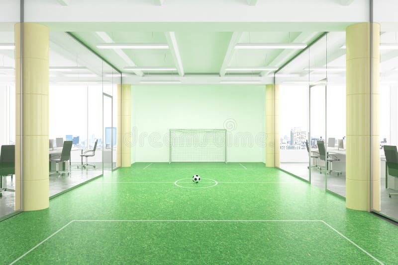 Relax Concept Empty Football Field in Modern Office Stock Illustration ...