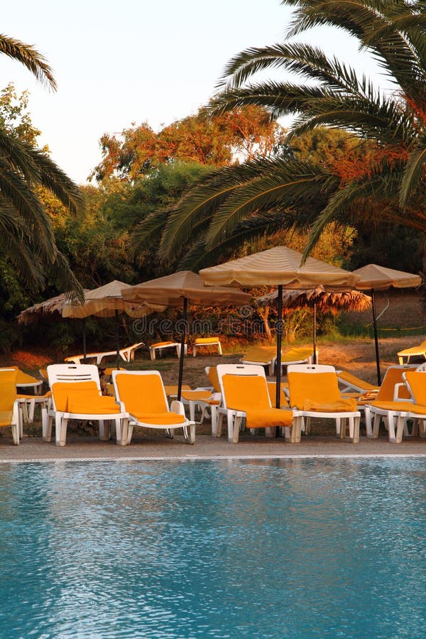 Relax in the Greece by the Pool Stock Image - Image of hotel, coast ...