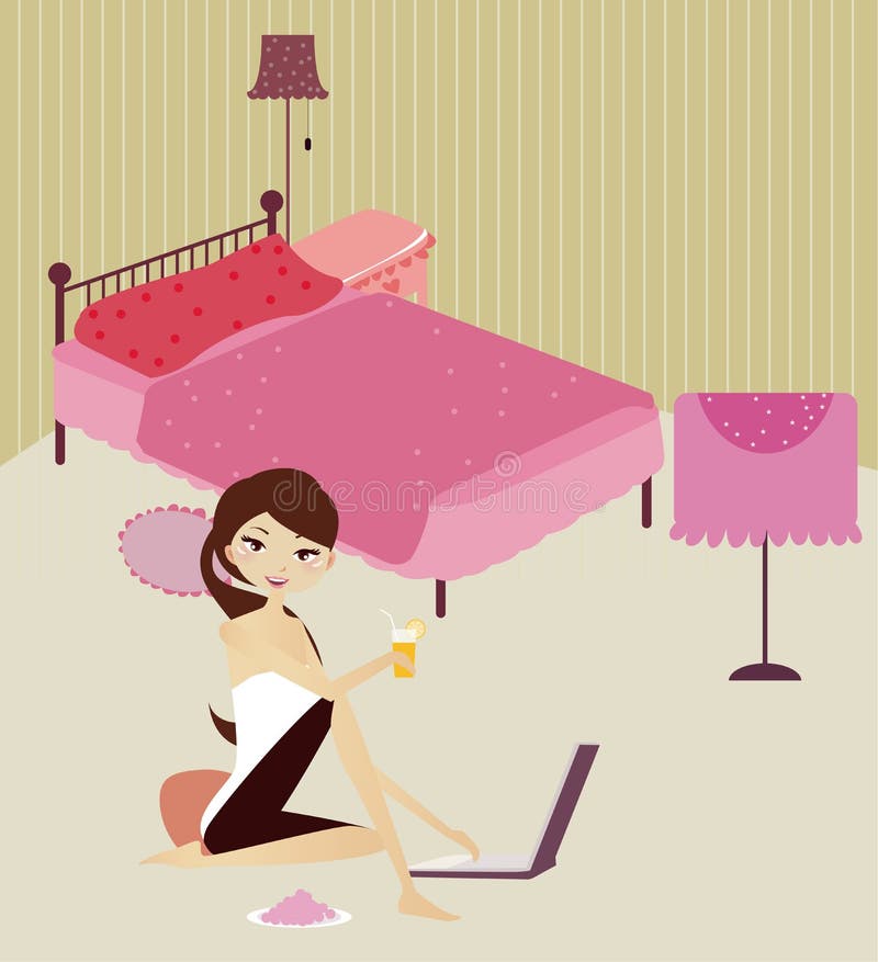 Girl relax at home stock vector. Illustration of chat - 11800642